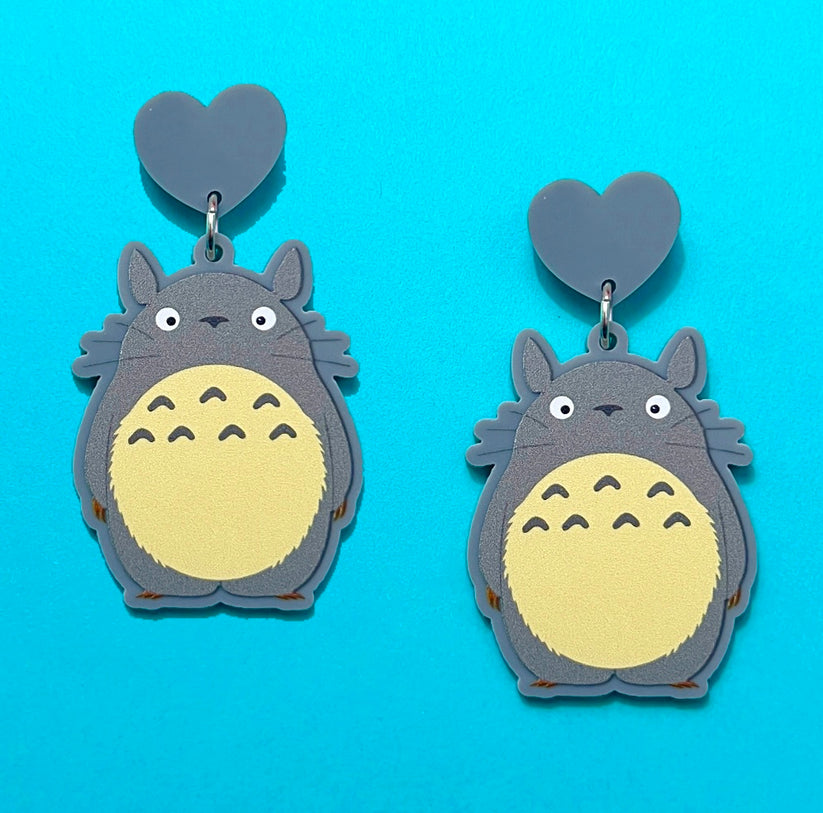 Totoro Heart Drop Earrings – FemmeDeBloom Jewelry Co.